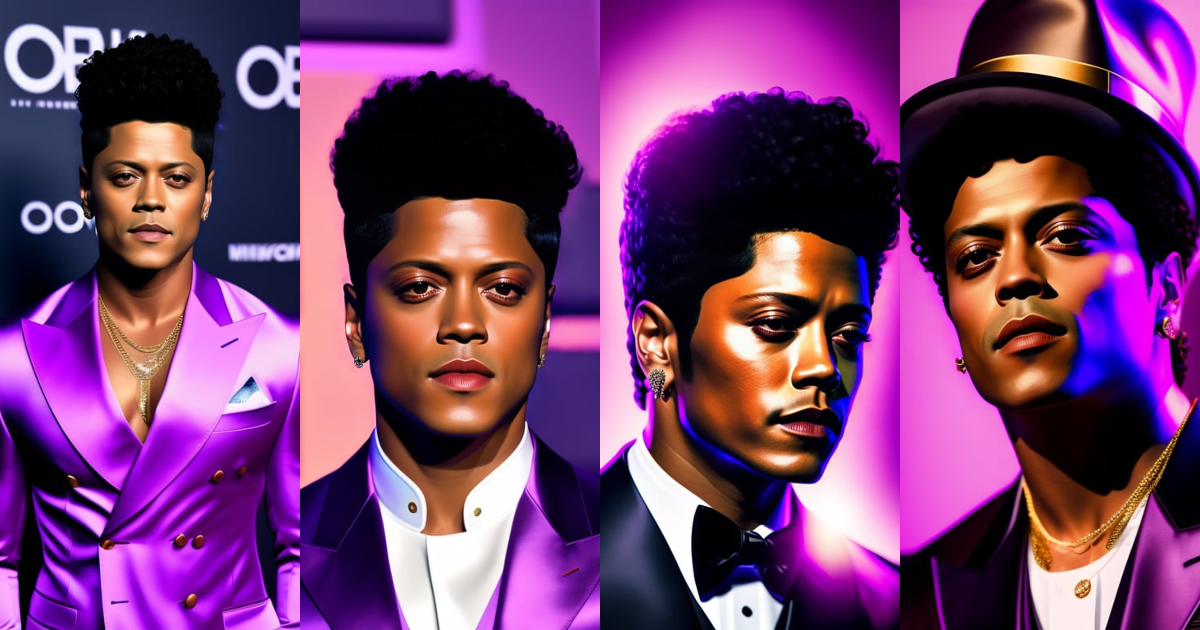 Lexica - Bruno Mars in violet eating