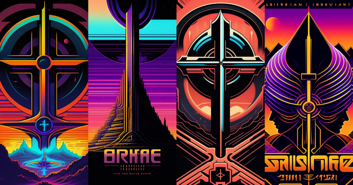 Lexica - Futuristic priest Cross-Over, logo design by Philippe Caza