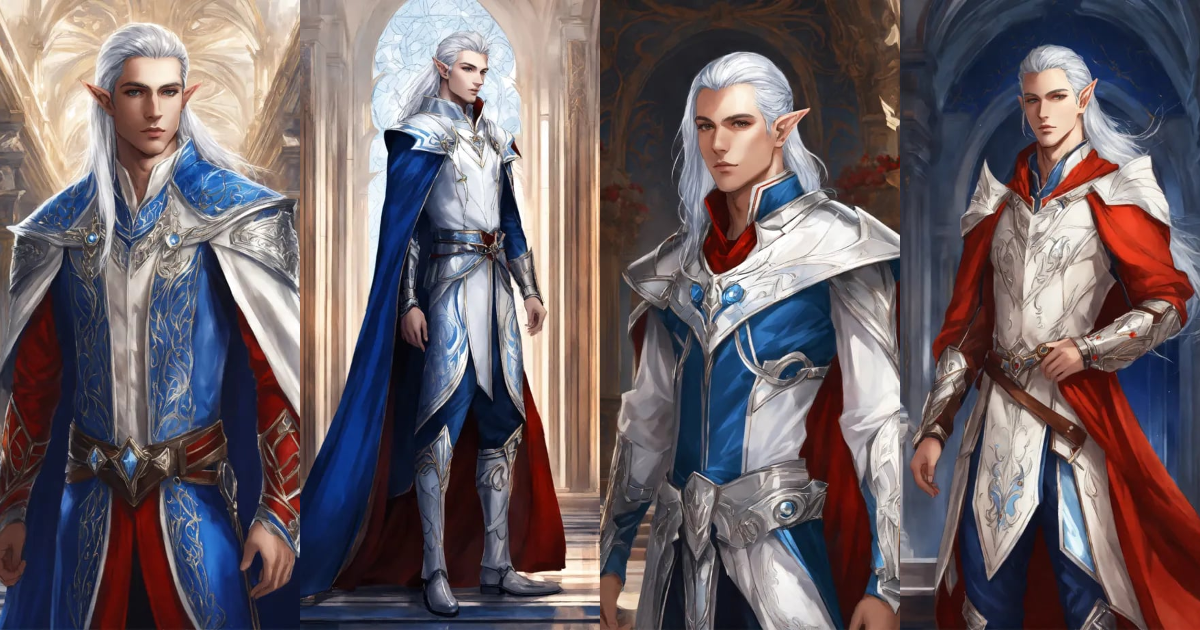 Lexica - Drawing of an elf, royalty, sci fi, cybernetic, white and red ...