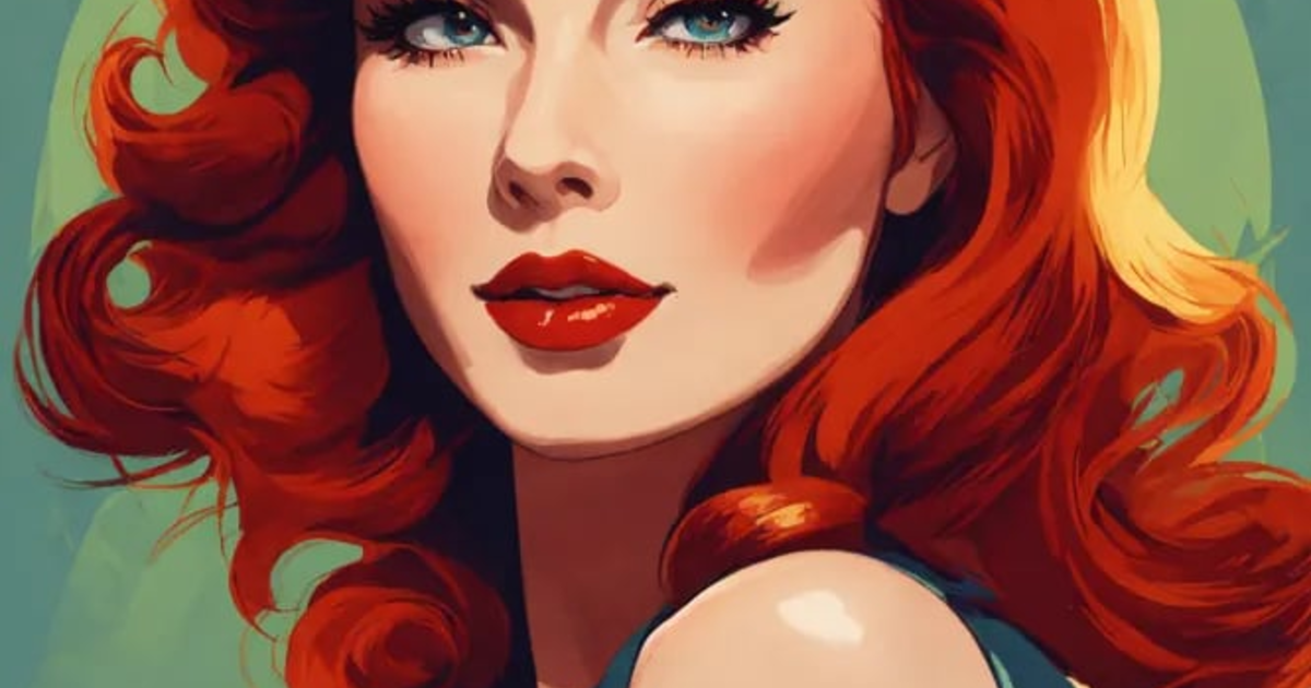 Lexica - Pinup portrait of an iconic girl from the 60s with red hair ...
