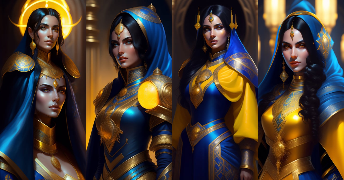 Lexica - Portrait of a middle - eastern robot cleric with straight ...