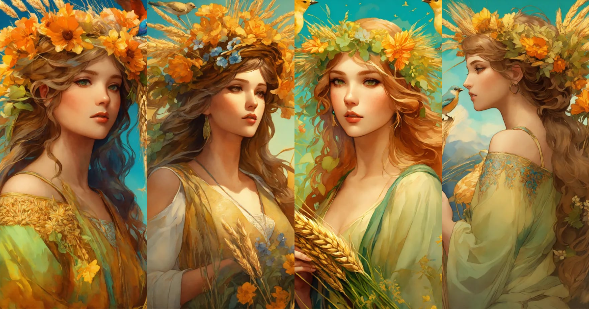 Lexica - Seasons. woman as fairytale goddess of summer, beautiful ...