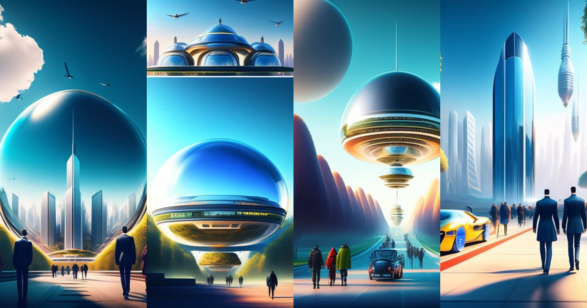 Lexica - Grandiose landscape of futuristic city with flying cars, trees ...