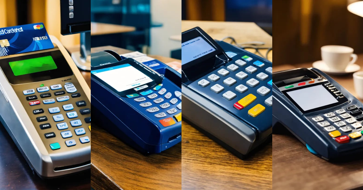 Lexica - A photo of a credit card machine. The machine is new, clean ...