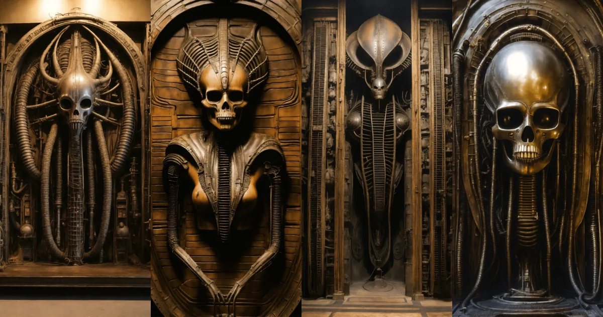 Lexica - Tableau de loge maçonnique dans le style de HR Giger