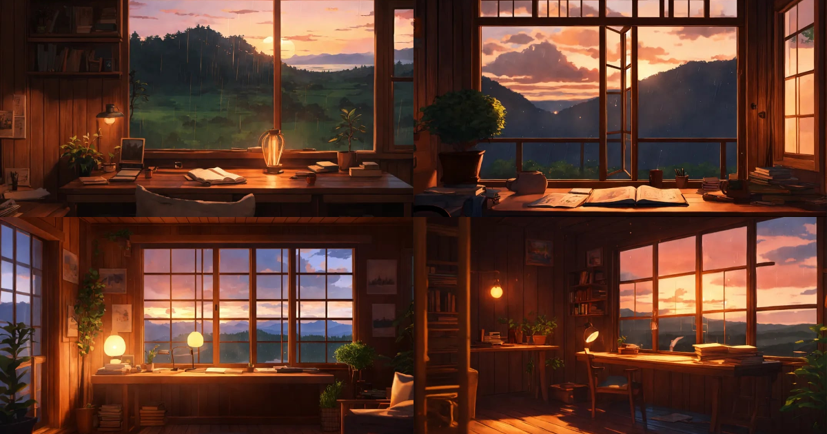Lexica - Cozy wooden nordic cabin, anime, studio ghibli, minimalistic ...