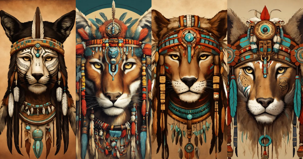 Lexica - Puma head ancestral shaman warrior, native american style ...
