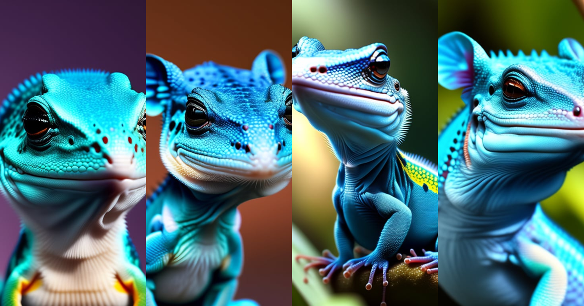Lexica - An upright, light-blue, cartoon gecko, head bigger in ...
