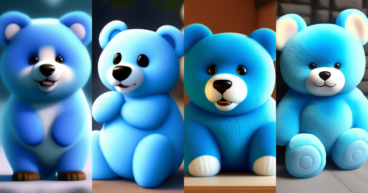 Lexica - Barnoo is a small, cute, loveable, furry bright blue bear with a big oval face and ...