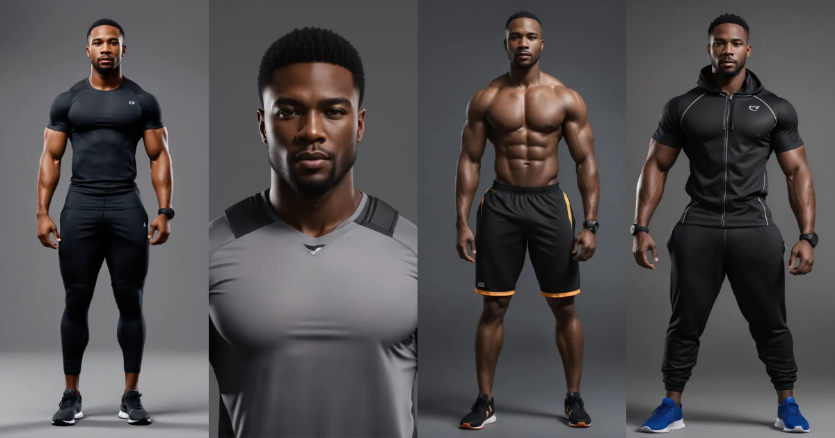 Lexica - A fitness black man, black color fitness wear, front view ...