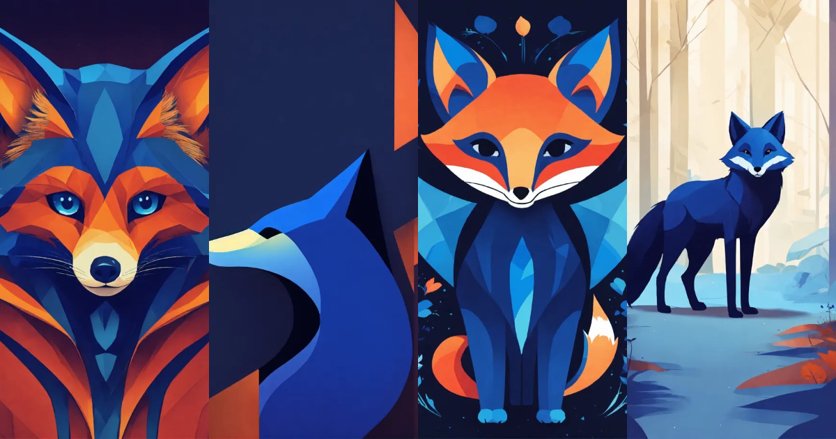 Lexica - Dark blue fox, inside B, pixar style, minimalistic, blue ...