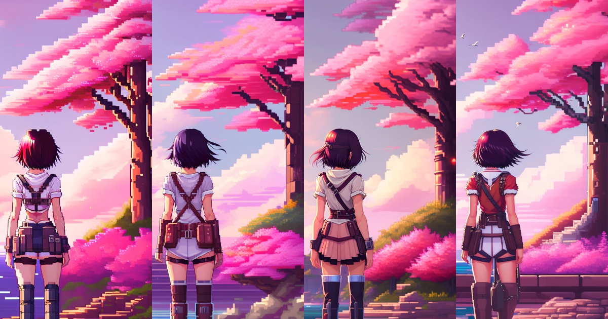 Lexica - Attack on titan mikasa art, pixel art, ethereal, pixel art, a ...