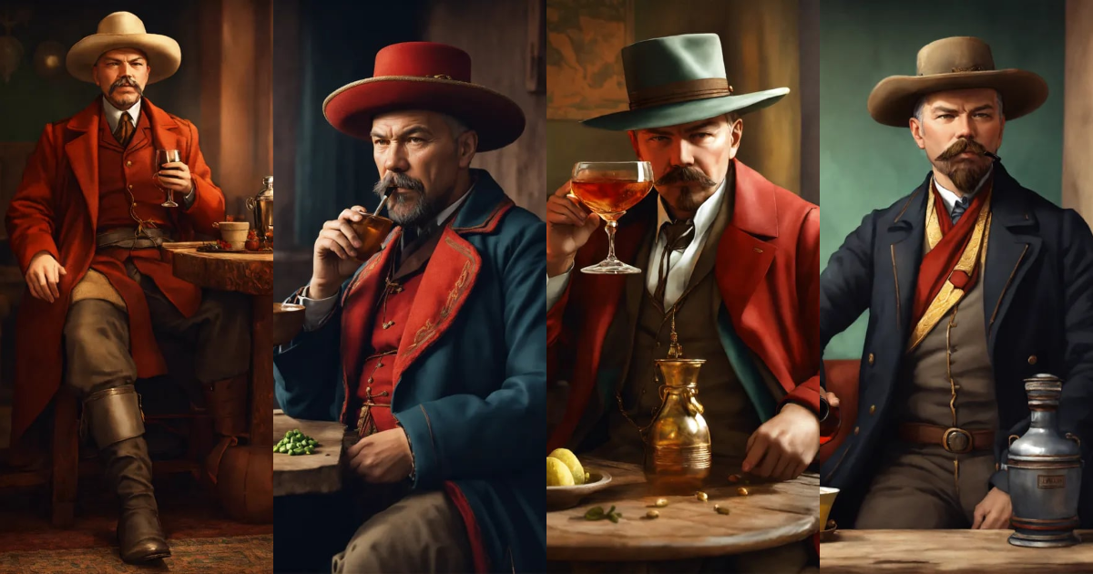 Lexica - Illustration Lenin dressed as a Gaucho, drinking chimarrão ...