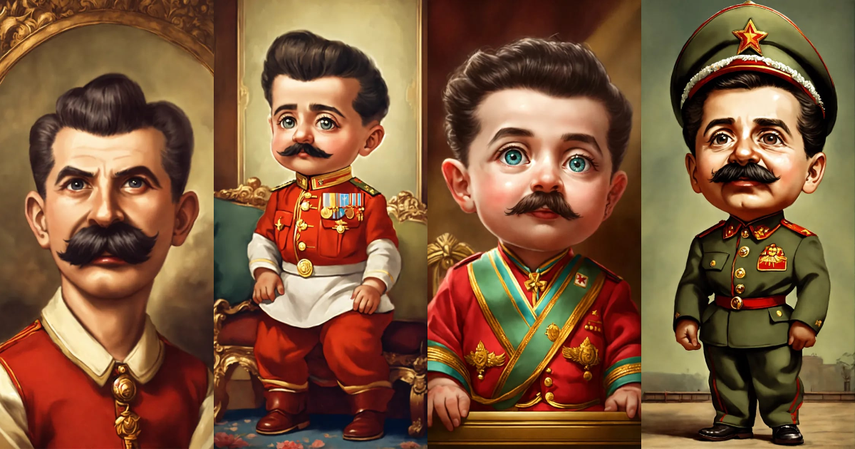Lexica - Stalin as a cute baby cartoon, big eyes Ultra realist