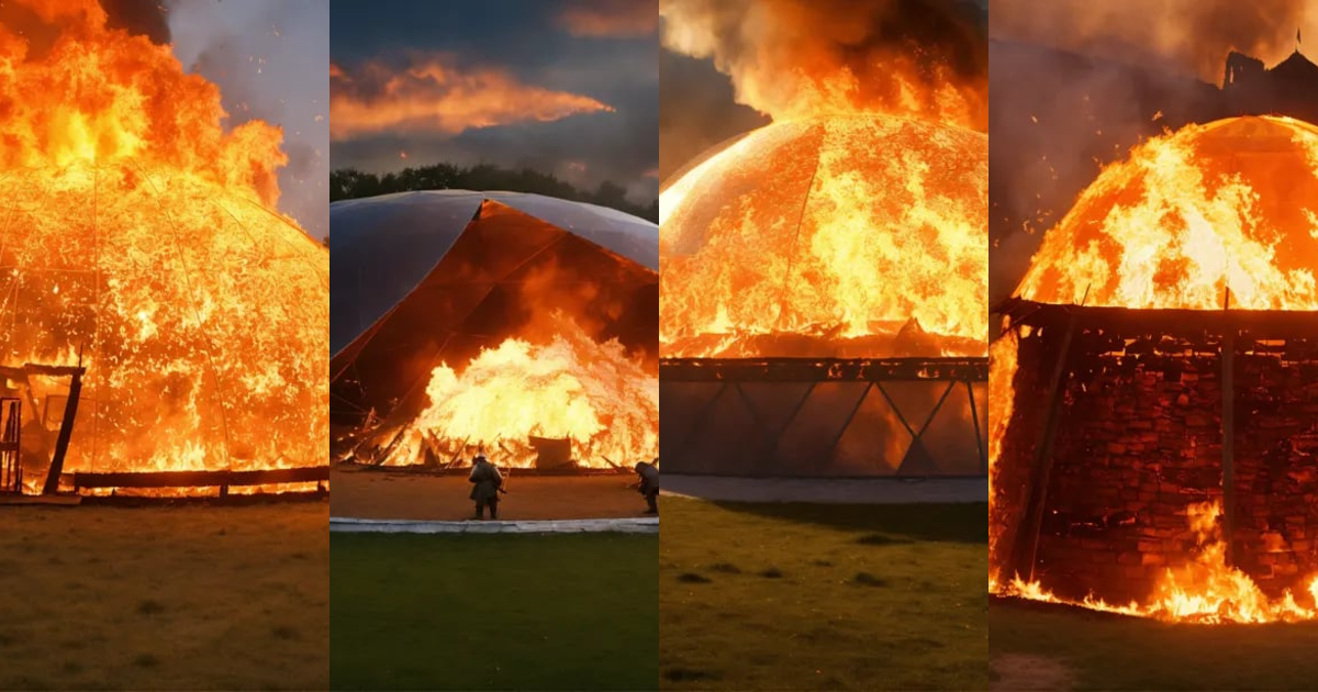 Lexica - Magic fire dome over a medieval army, medieval army inside a ...