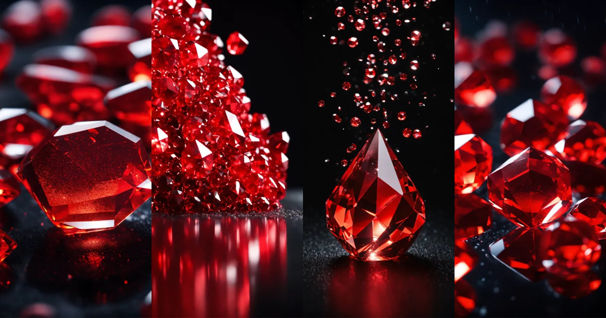 Lexica - Hyper realistic red opaque sparkling crystals in air with ...