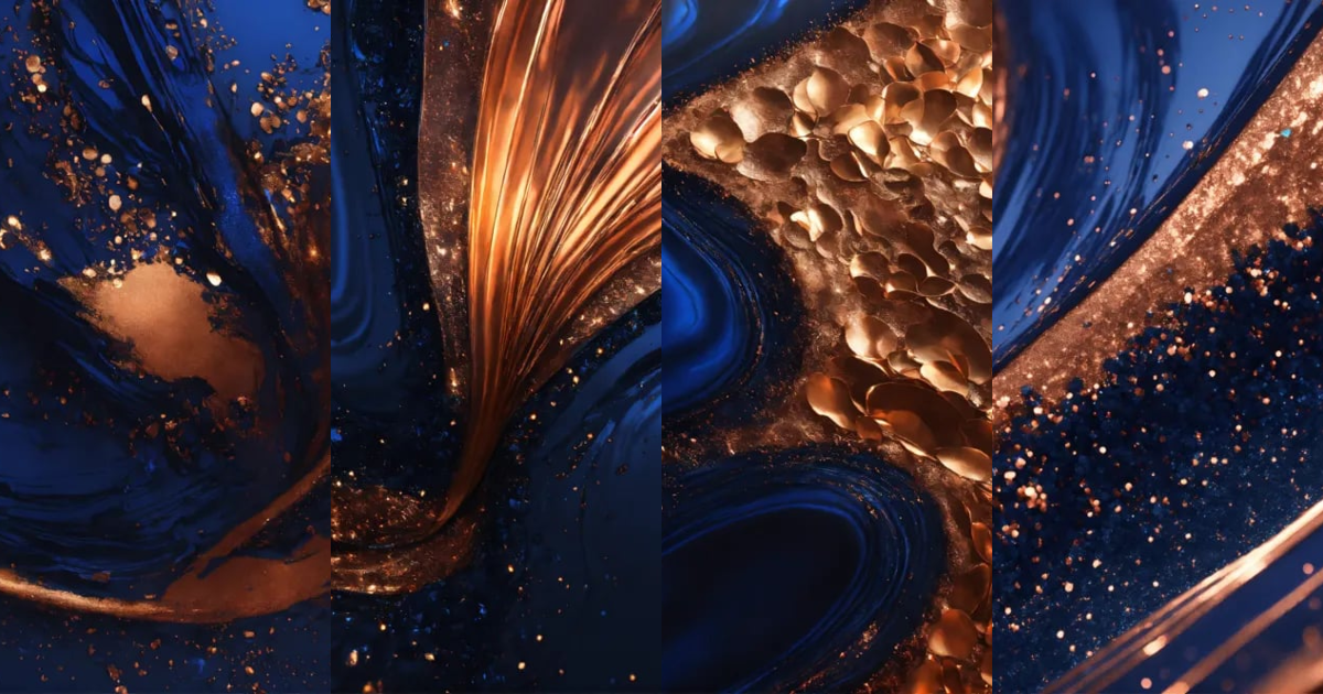 Lexica - Luxury fusion of dark blue experimental art, add glittery ...