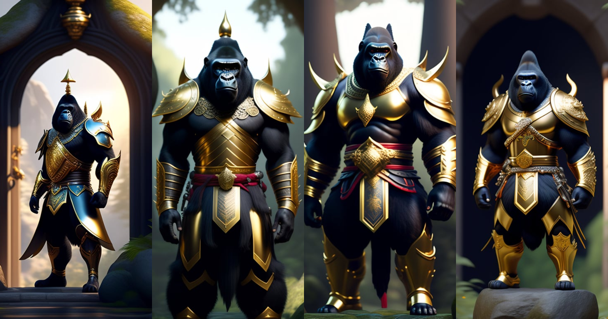 Lexica - A highly detailed matte painting of a Gorilla Samurai in full ...