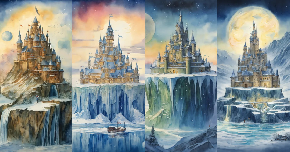 Lexica - A watercolor painting depicting an intricately detailed castle ...