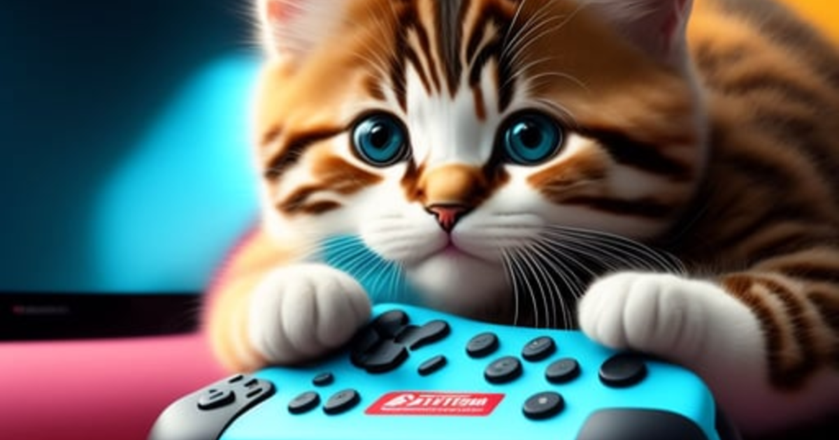 Lexica - Kitten playing nintendo switch