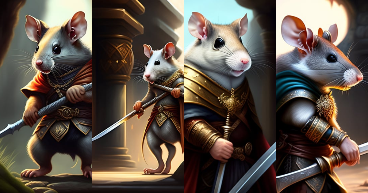 Lexica - Antropomorphic rat character buying a sword made out of bone ...