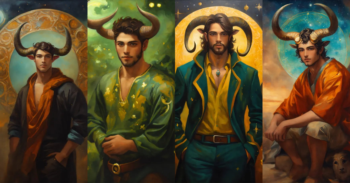 Lexica - Oil painting of the astrological sign male taurus as a person