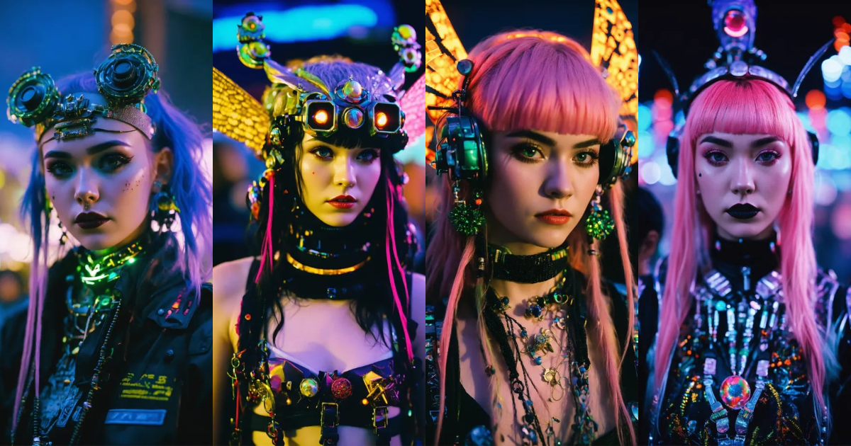 Lexica - Photorealistic 3D portrait Grimes Alien Mech Angels in Goth ...