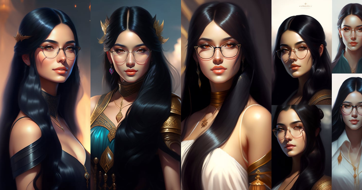 Lexica - Girl with long straight black hair, fantasy style, portrait ...