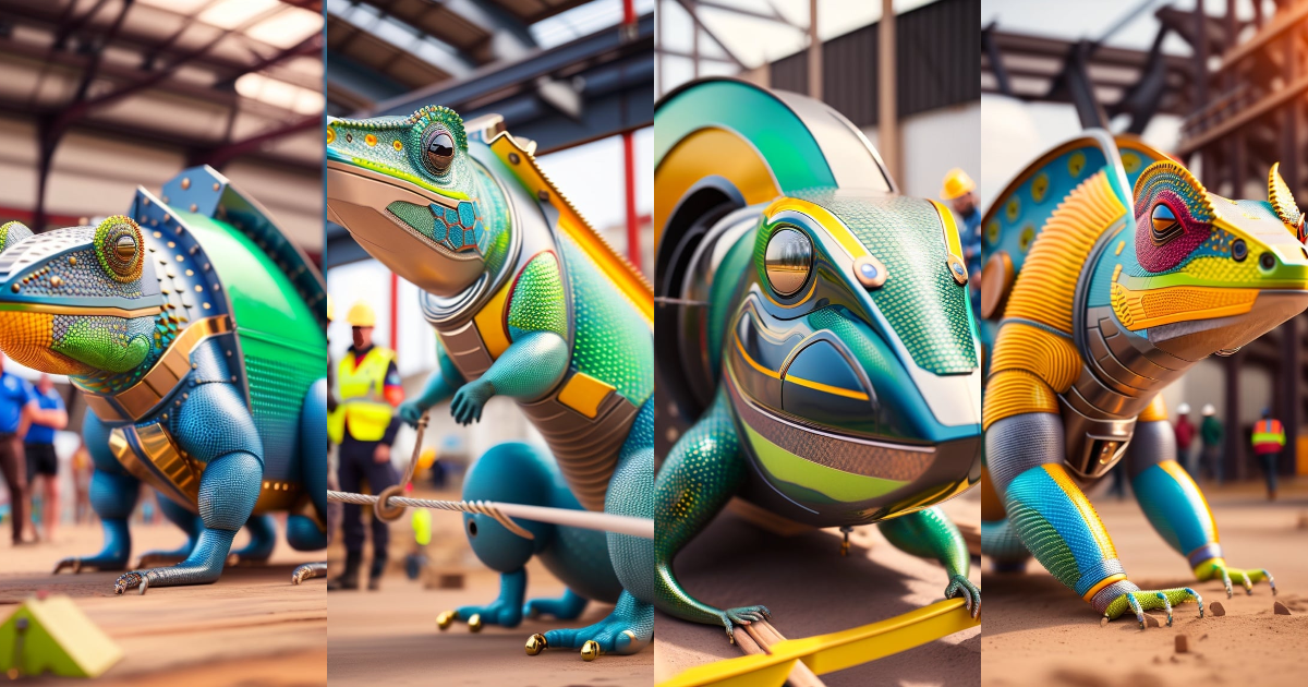 Lexica - A metal chameleon with maximum detail, cinematic, is located ...