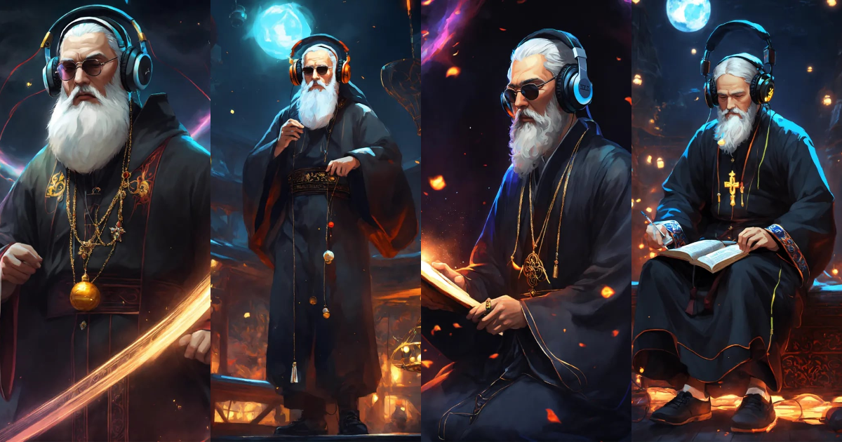 Lexica - Orthodox priest with white beard listening to music with ...