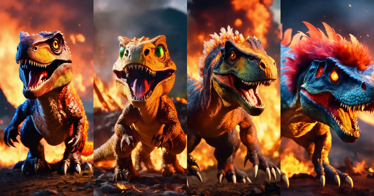 Lexica - An adorable and fluffy t-rex dinosaur with big color eyes ...