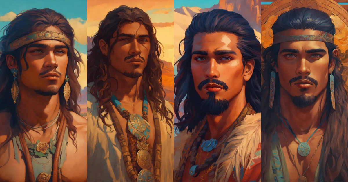Lexica - Portrait of Polynesian man, age 19, fantasy prince, long hair ...