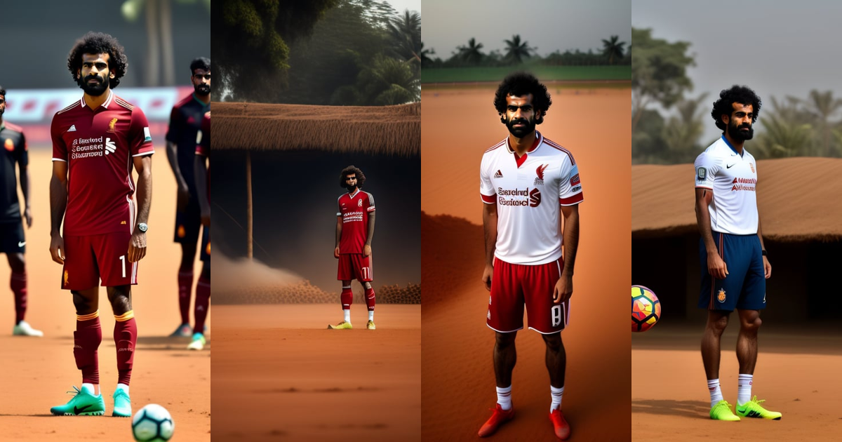 Lexica - Mo salah stands on the sidelines of a dusty, makeshift ...