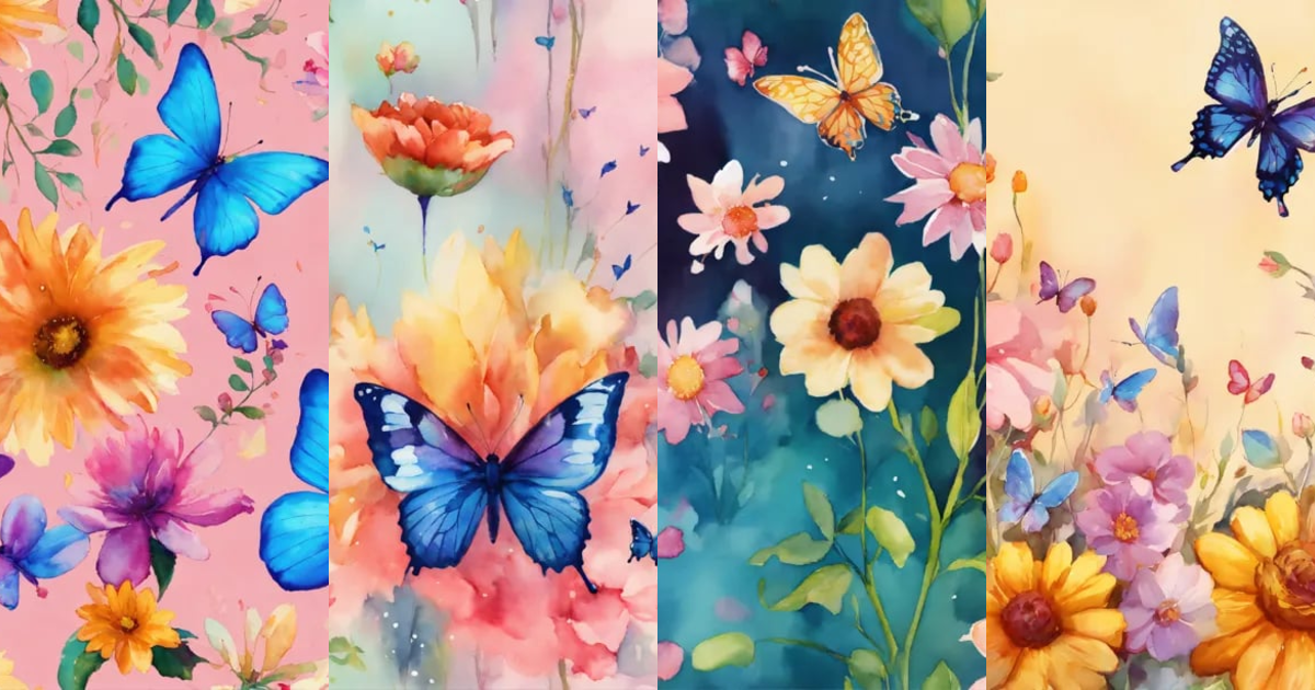 Lexica - Seamless pattern floral vignette ,colorful paint dripping ...