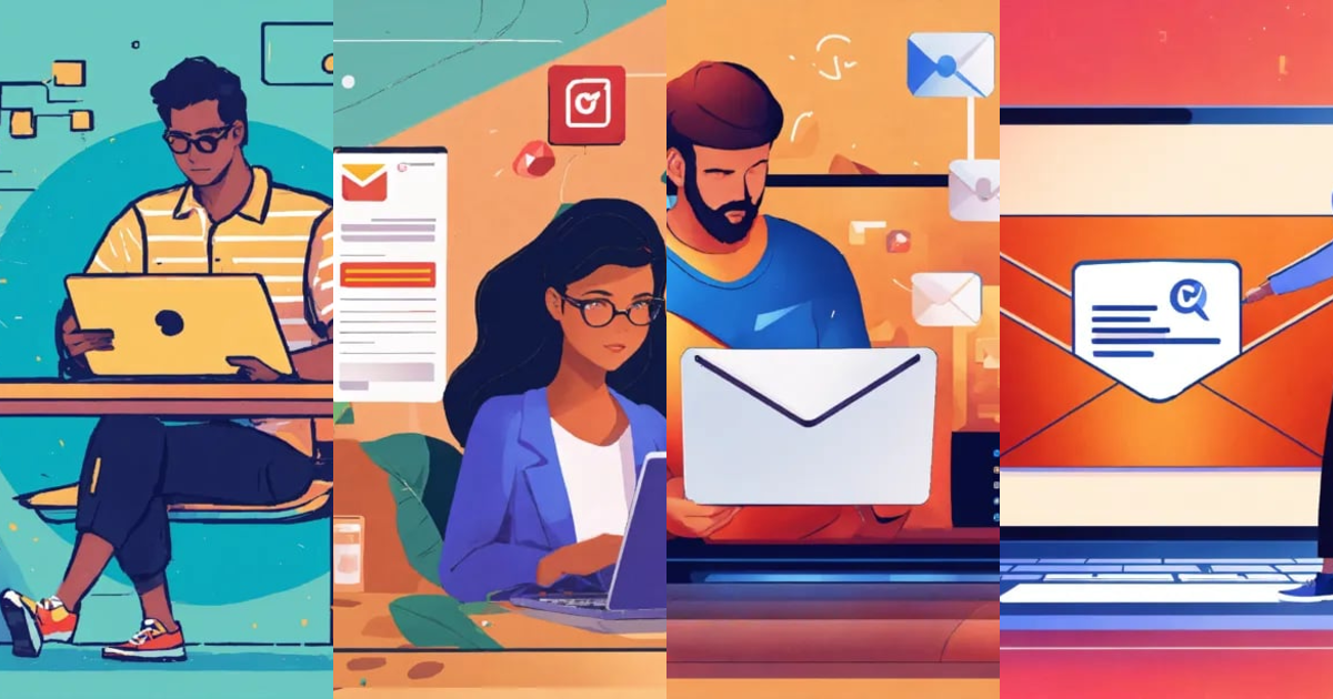 Lexica - Checking email address on laptop illustration