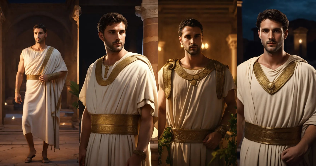 Lexica - A rich noble handsome roman man wearing a light-colored tunic ...