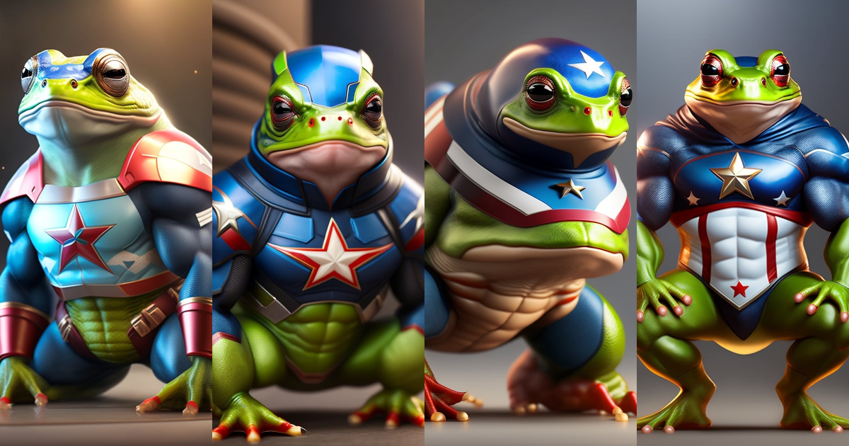 Lexica - Frog images like captain america, frog body, captain america ...