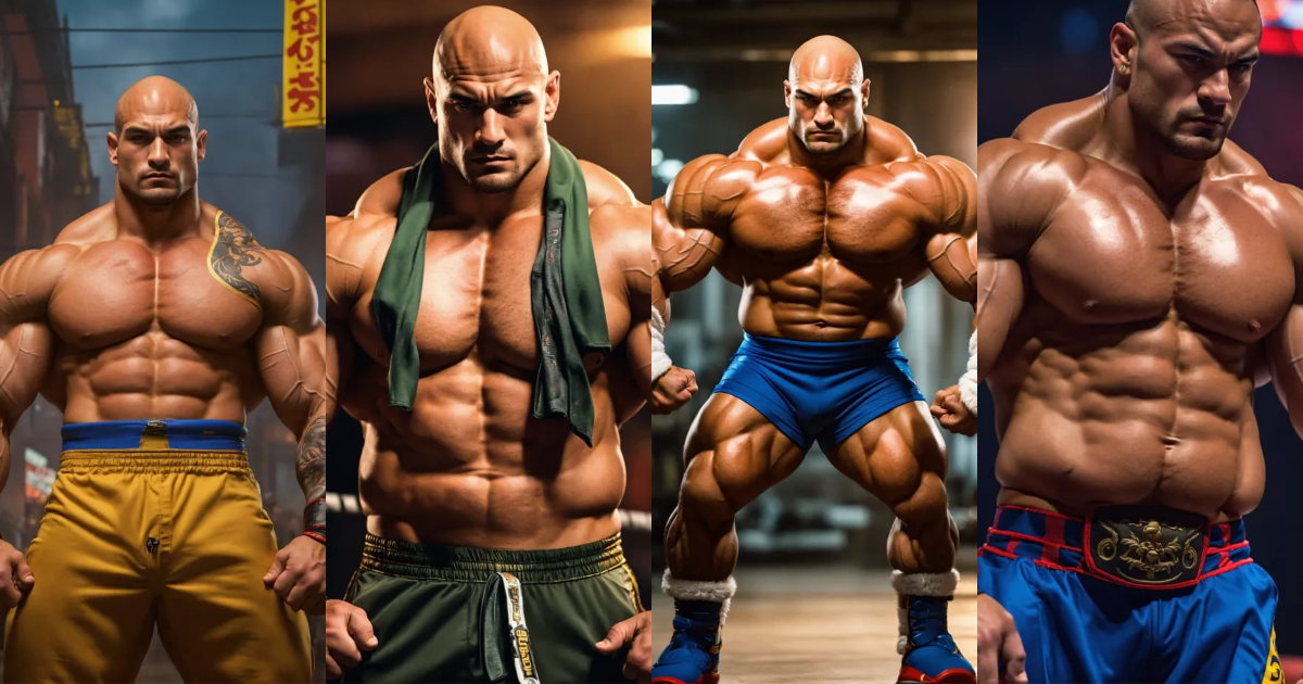 Lexica - 30-year-old wrestler with big muscles, bodybuilder, big, Sagat ...