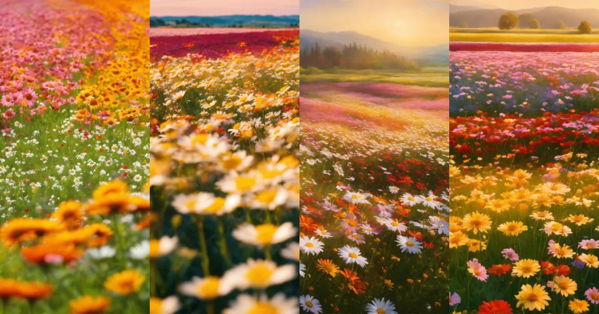 Lexica - Move on to a picture of a field of colorful Daisies, with rows ...