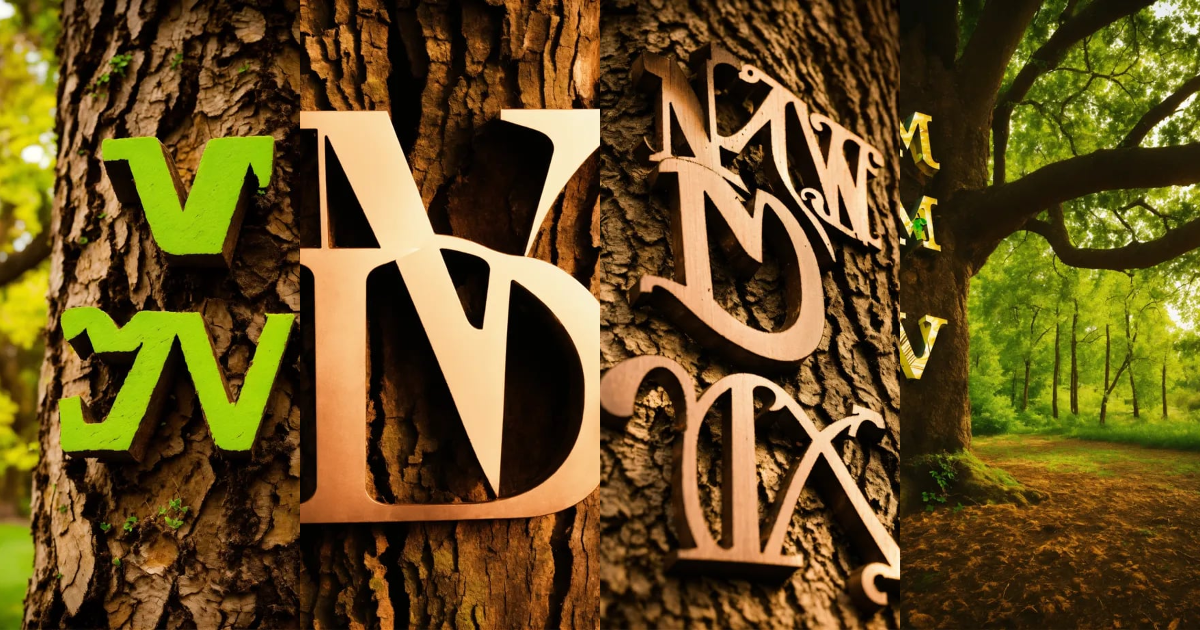 Lexica - The letters MOV on a tree, typography