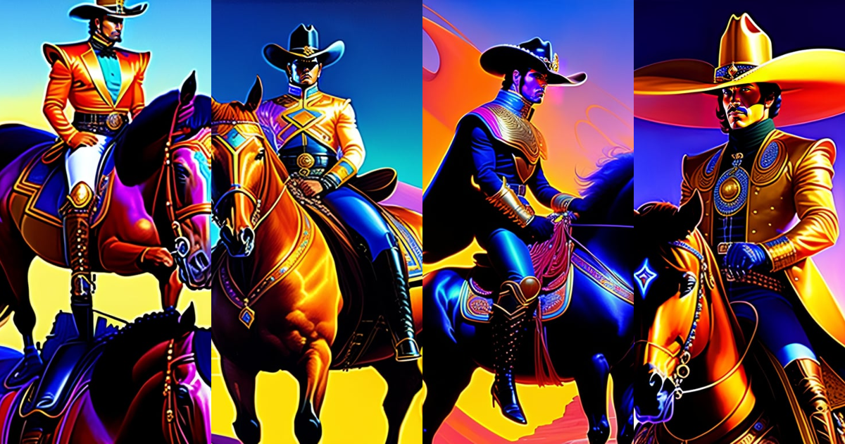 Lexica - Tron and gucci designed robot villain mexican cowboy sitting ...
