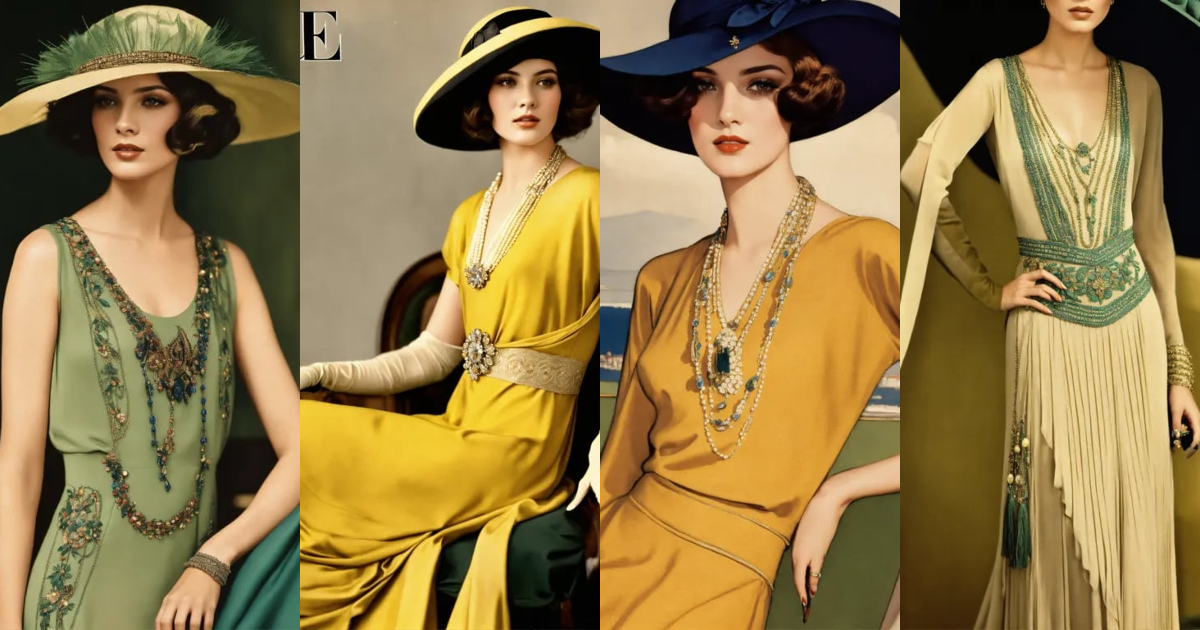 Lexica - Modelo,com vestido de época, 1920, na capa da revista vogue