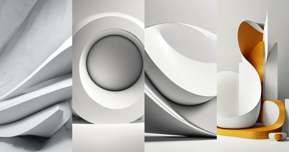 Lexica - Abstract 3D minimalist art, less colors, clean design, white ...