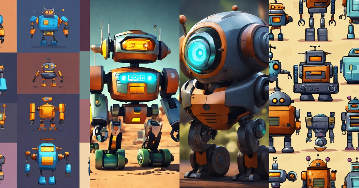 Lexica - Generate images of fast cartoon robots for a game. These ...