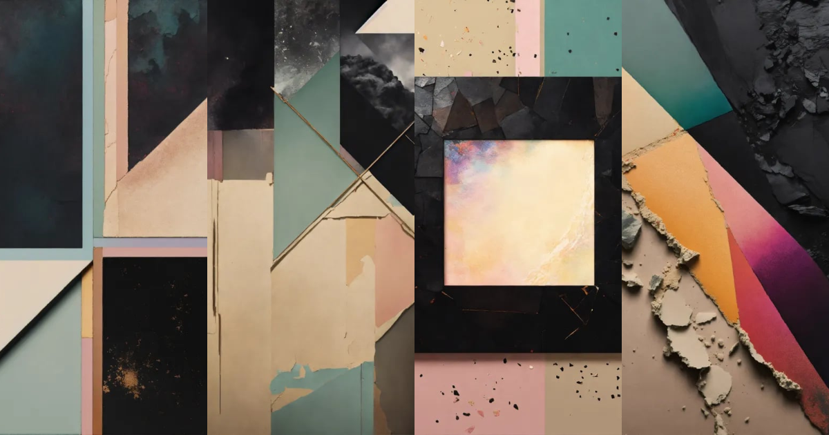 Lexica - Album cover, Fragments, dark design, texture, colorful pastels ...