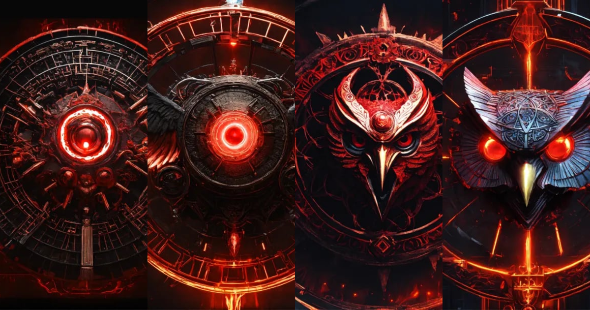Lexica - Dark Evil Black, Red and black digital occultic sigil owl ...
