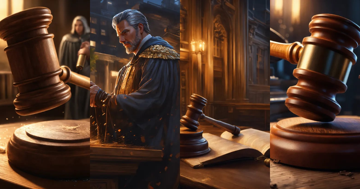 Lexica - Portrait painting of the hand of a judge banging the wooden ...