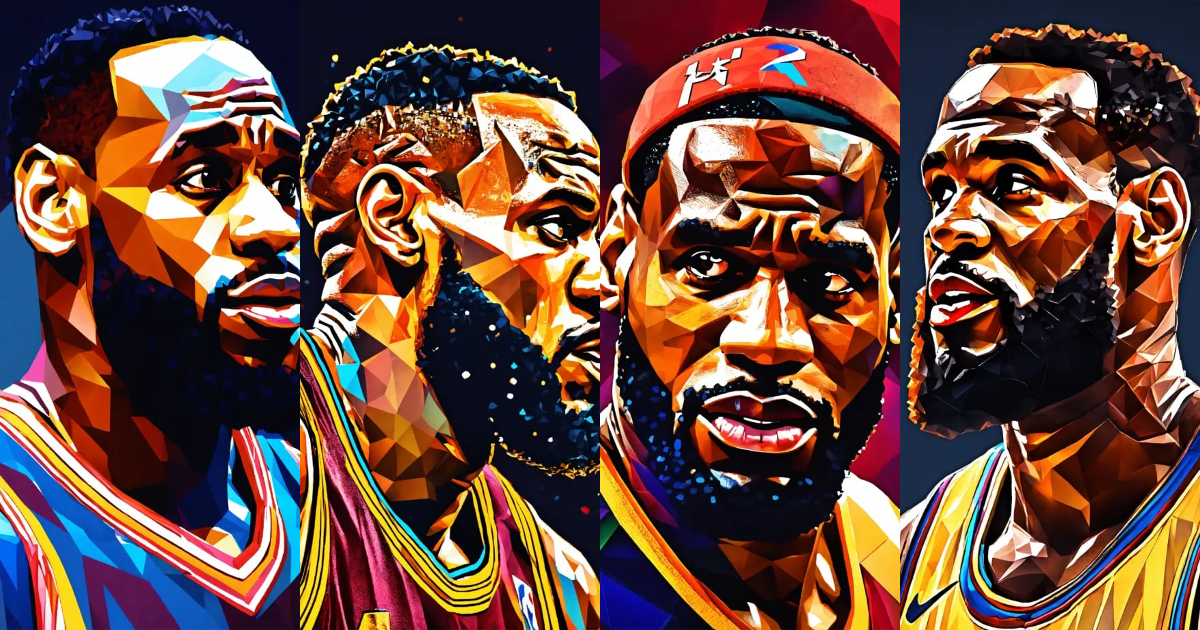 Lexica - Portrait of lebron james verry abstract poligon pixel style 3d