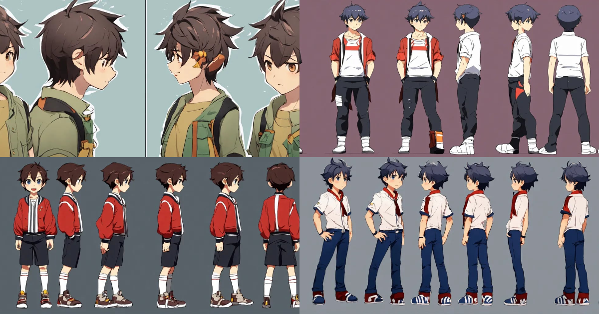 Lexica - Mini anime boy, cute, cartoon, character sheet, full body ...