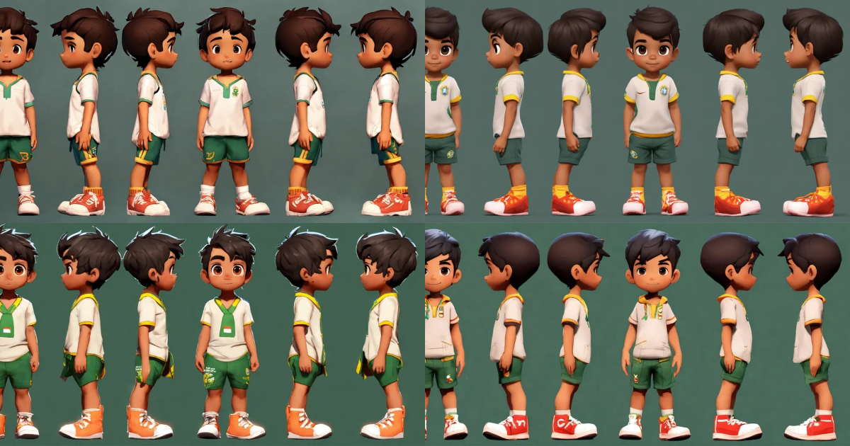 Lexica - Boy brazilian, cute, cartoon, character sheet, full body ...